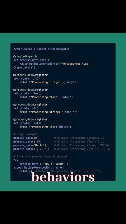 Python Trick: Function Overloading with functools.singledispatch - YouTube