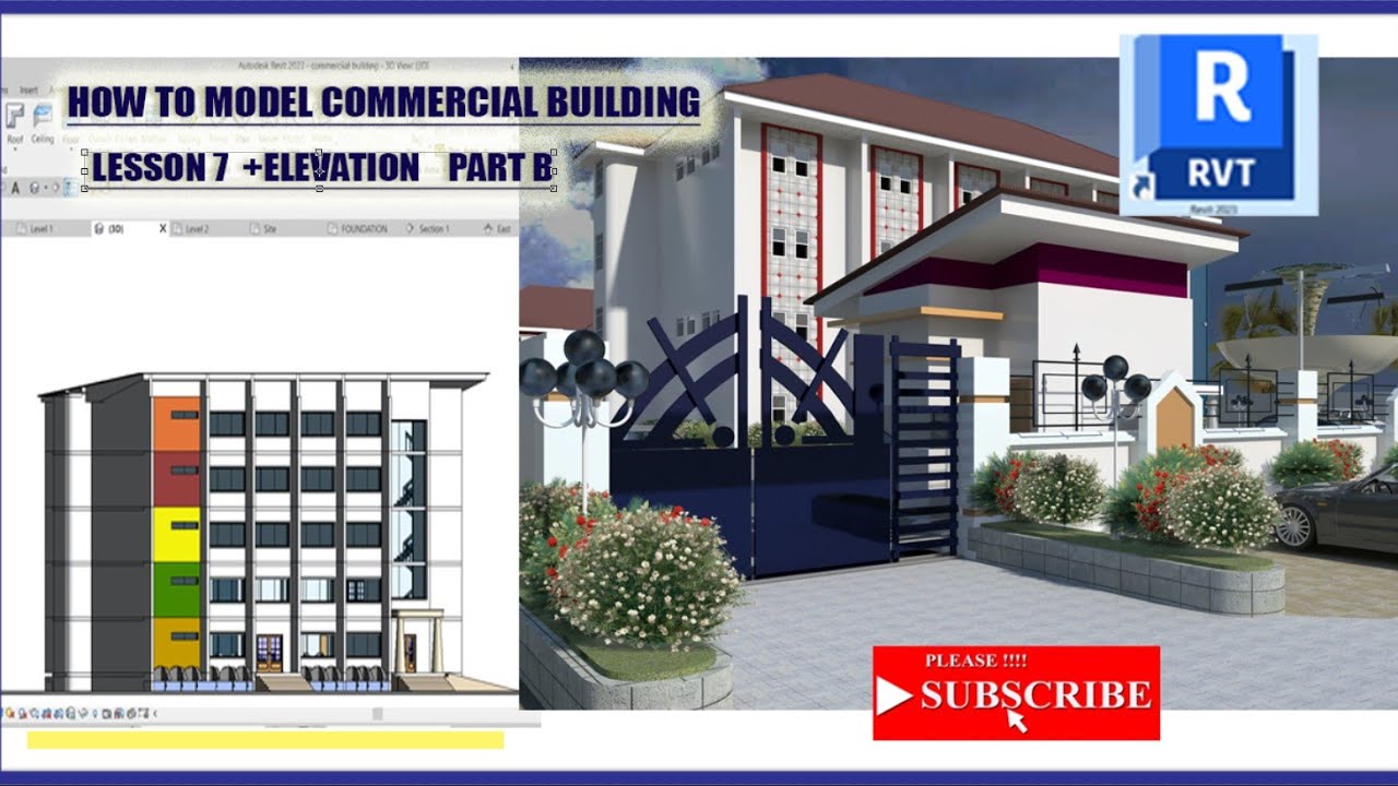 How to model Commercial Building in revit 2023 lesson 7 +Elevation Part ...