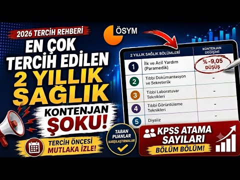 2026 2 Yıllık Sağlık Kontenjanları Düştü mü? Kontenjan, KPSS Atamaları ve Taban Puanlar
