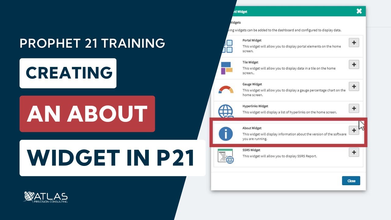 Prophet 21 Training and How To - Creating an About Widget - YouTube