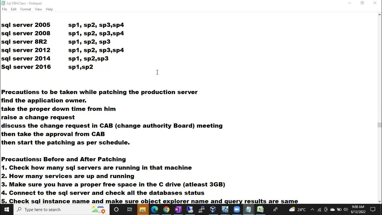 SQL DBA BATCH 44 Class 25 Sql Server Patching Part 2 - YouTube