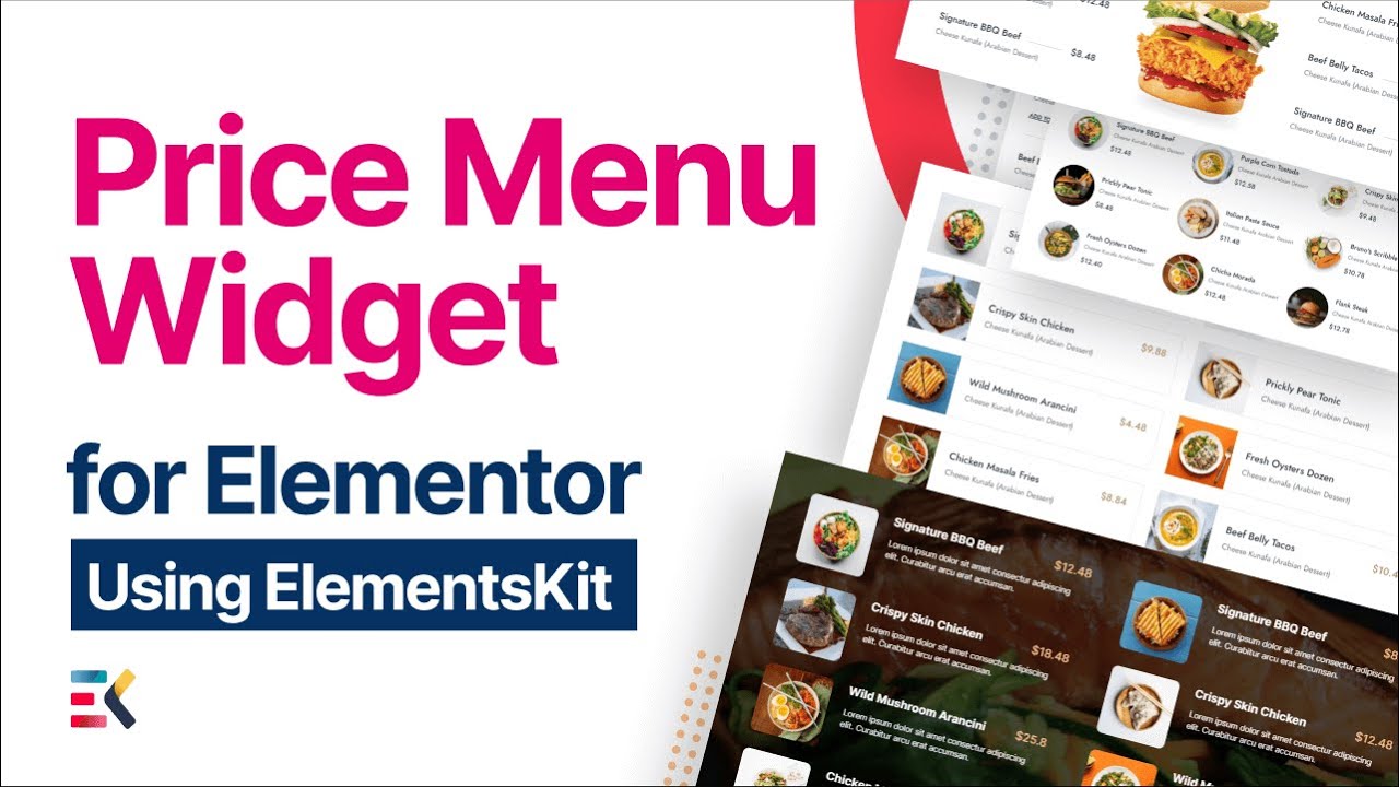 How to Use the Price Menu Widget for Elementor | Elementskit | All-in-one addon for Elementor ...