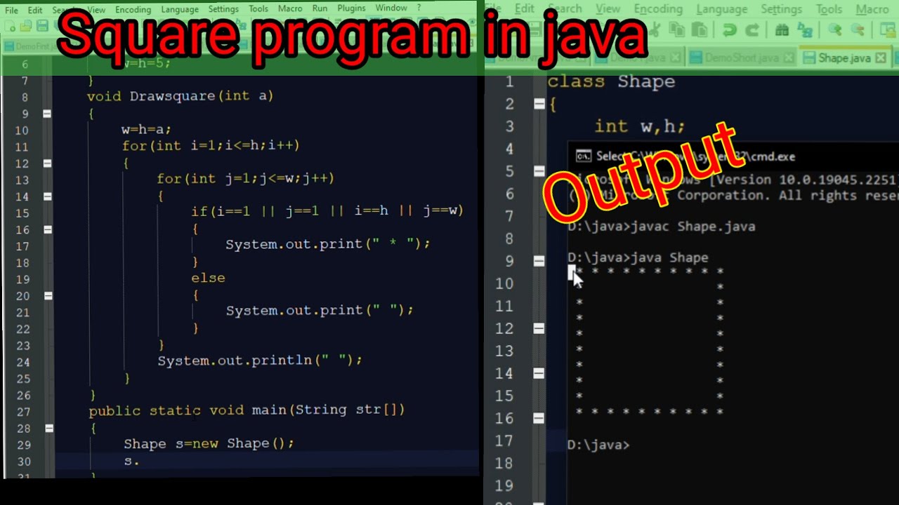 Square Draw in java 💥 #java #programming #trending #javascript - YouTube