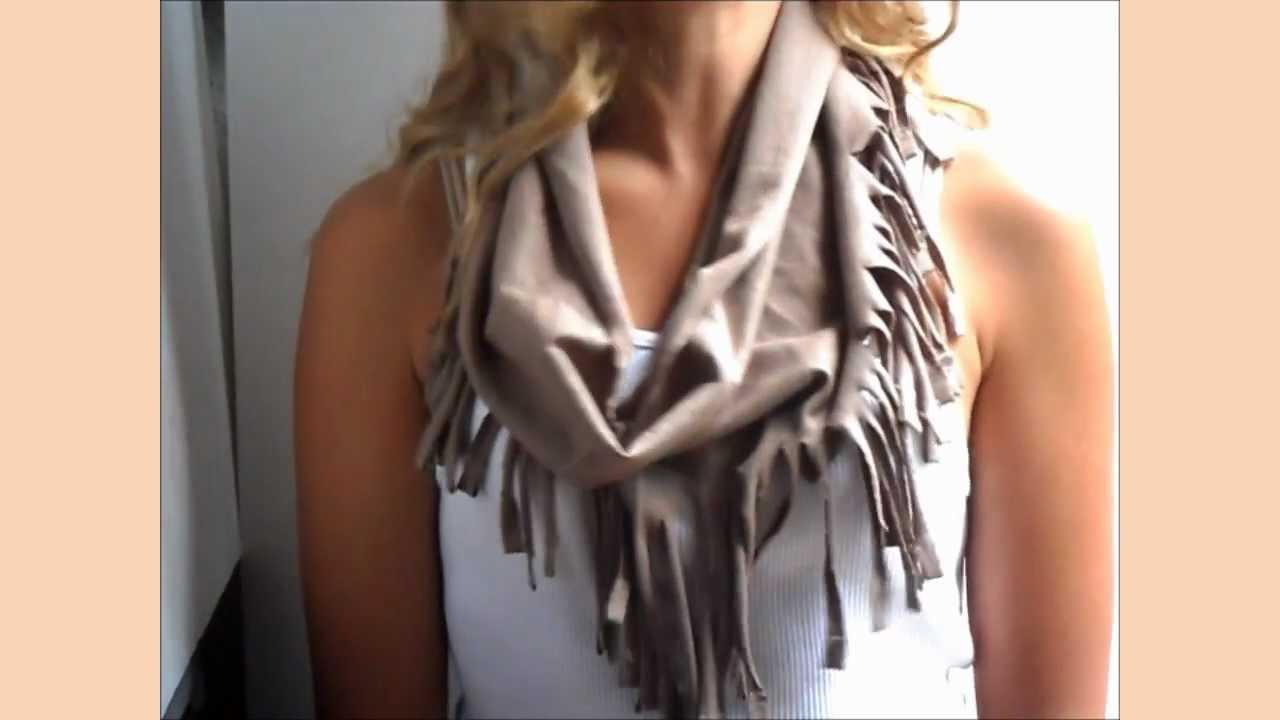 DIY Fringe Scarf from a T-Shirt! - YouTube