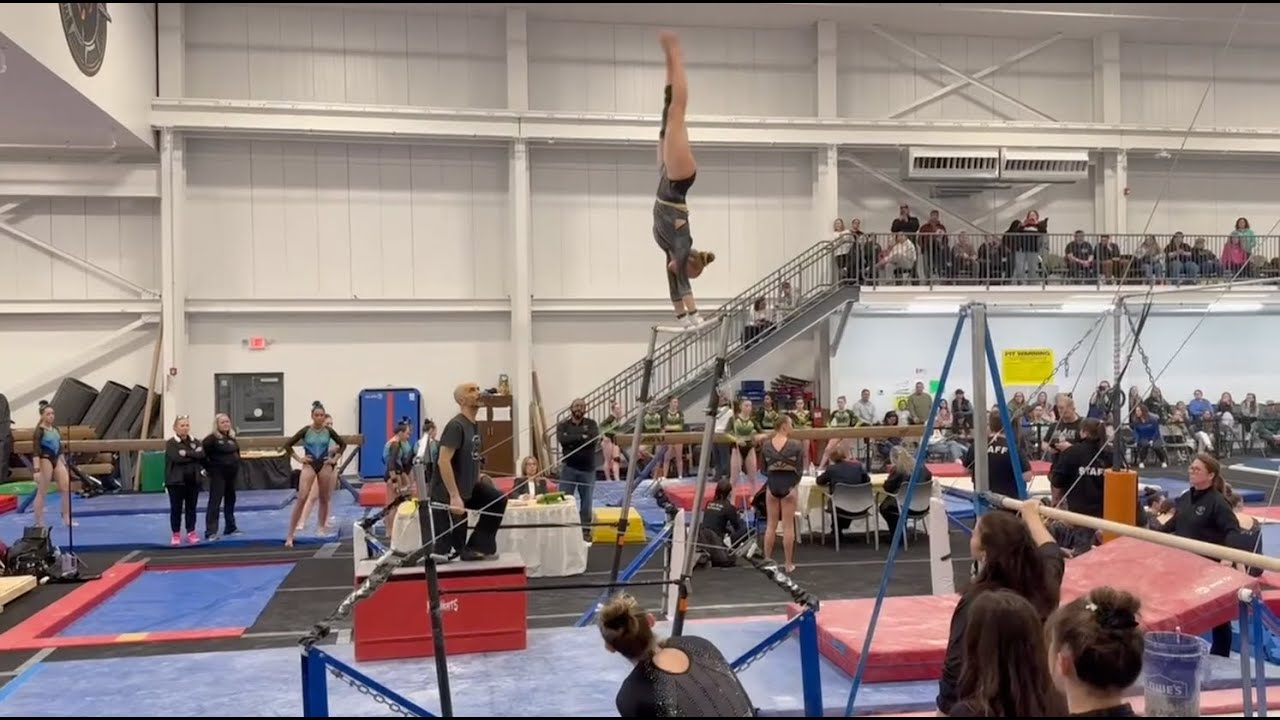 Kylie M. competes in Bright Raven Gymnastics' Dare to be Great meet ...