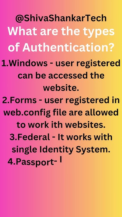 What Are The Types Of Authentication In Asp Mvc Shivashankartech Csharp Dotnet Aspnet