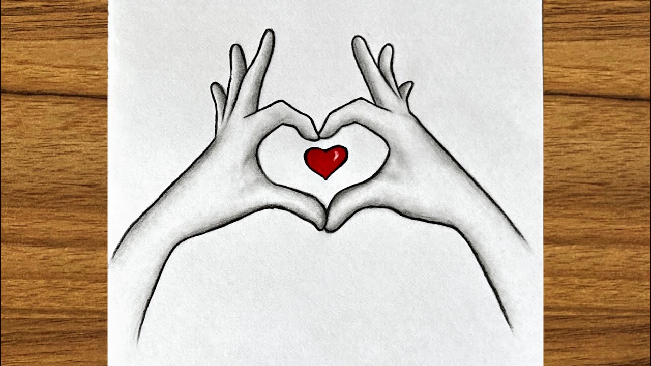 How to draw a hand with heart || Beginners drawing tutorials step by step || Easy drawing ideas ...