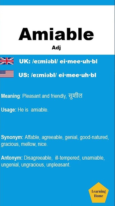 Amiable meaning pronunciation and synonyms #Shorts - YouTube