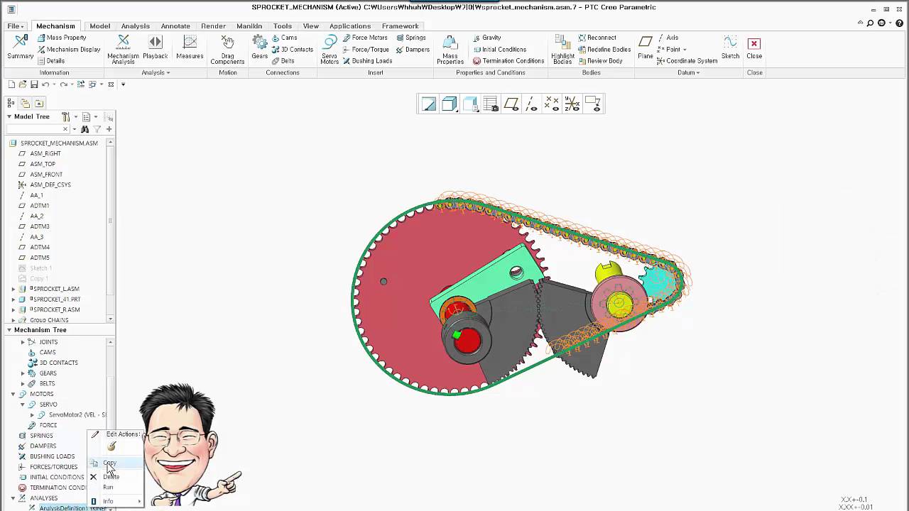 20160429 Chain & Sprocket mechanism by Creo 3.0 - YouTube
