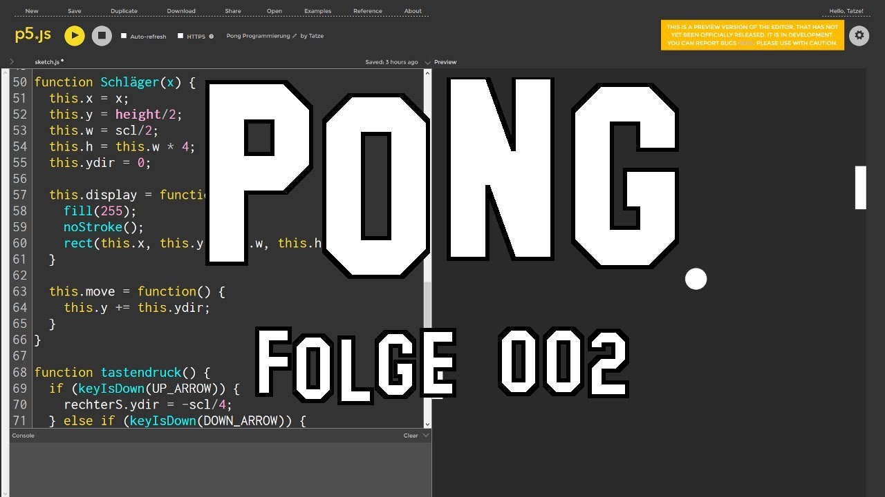 Javascript Tutorial Pong 02 German Youtube