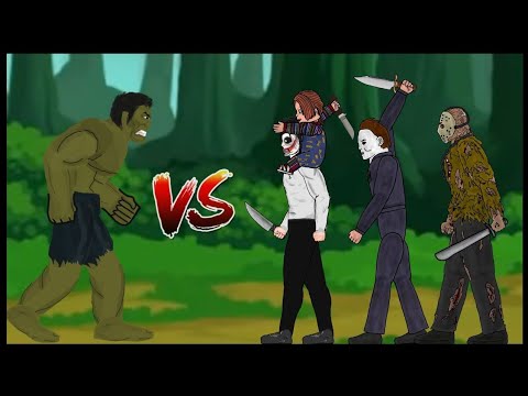 🔥Hulk vs Chucky vs Jeff The killer vs Jason Voorhees vs Michael Myers | Team Battle 2D Animations