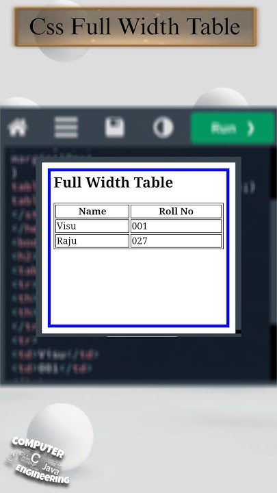 𝐂𝐬𝐬 𝐅𝐮𝐥𝐥 𝐖𝐢𝐝𝐭𝐡 𝐓𝐚𝐛𝐥𝐞 | #table #width #border #colors #style #css #html #html5 ...