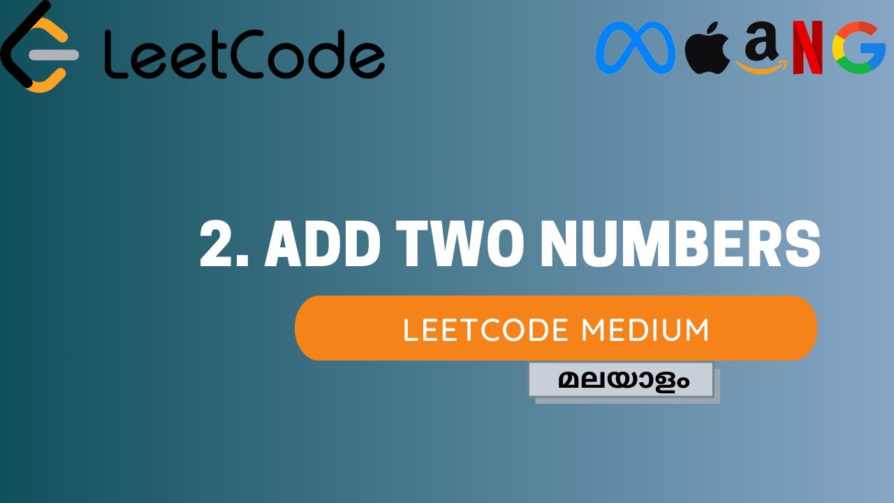 Add Two Numbers | LeetCode -2 | Malayalam | Java | Medium - YouTube