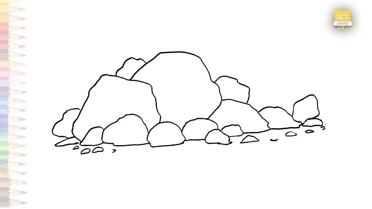 Rocks drawing | Outline drawings | How to draw Rocks step by step | # ...