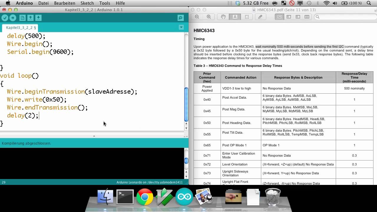 Arduino Tutorial: Kapitel 3.3.2: Das Kompass Modul (HMC6343) (2/2) - YouTube