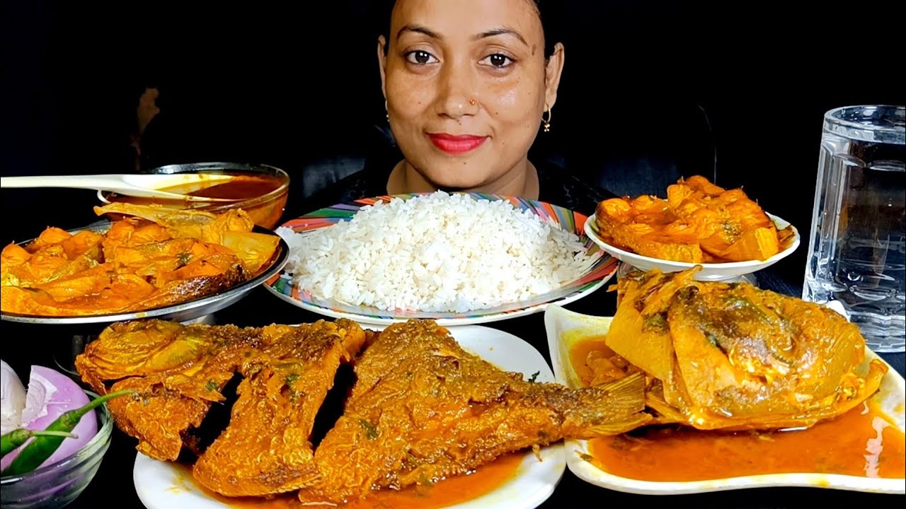 Eating Whole Fish Fry, Spicy Fish Curry, Fish Head Curry, Asmr Eating ...