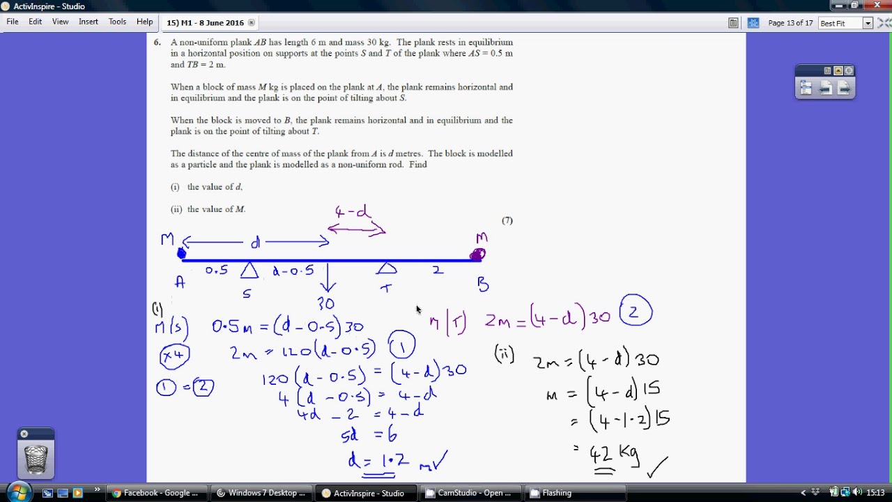 15) Edexcel M1 - 8 June 2016 Q6 - YouTube