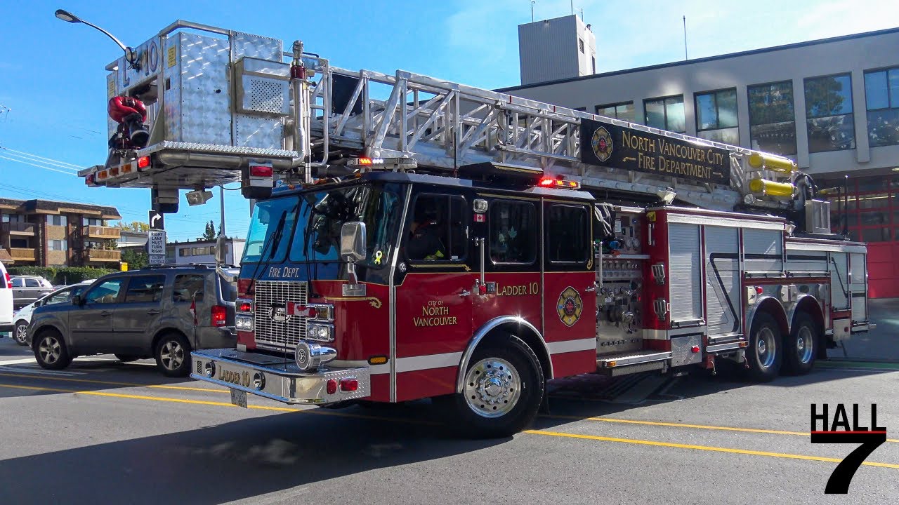 North Vancouver City Fire Department - Ladder 10 Responding - YouTube