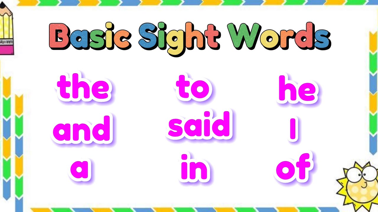 Basic Sight Words for Kindergarten | English Vocabulary Words - YouTube