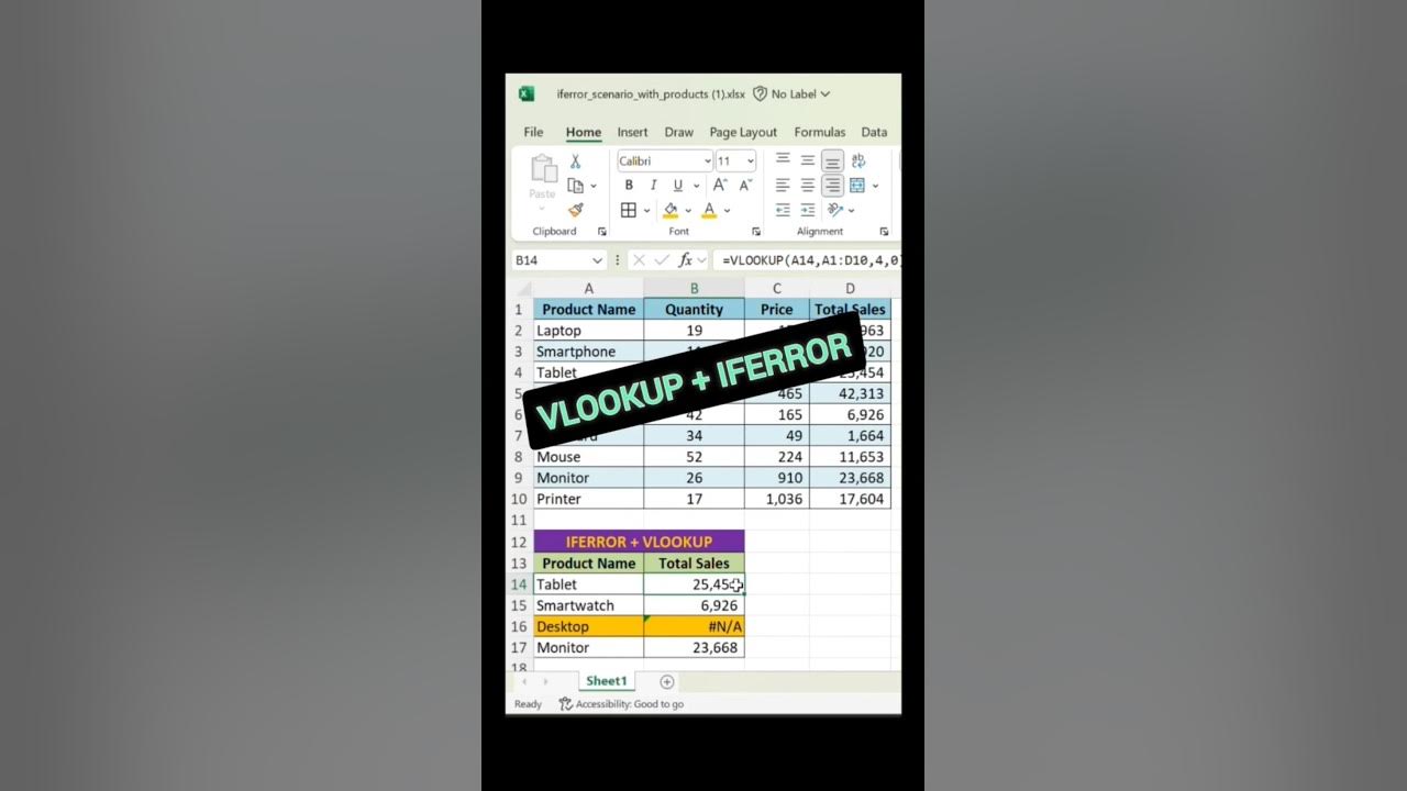 How to Apply VLOOKUP with IFERROR in excel #excel #advanceexcel #iferror #vlookup #acca # ...