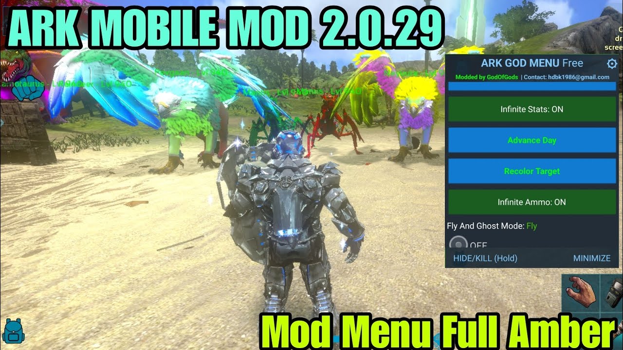 ARK Survival Evolved Mobile Mod Menu Apk 2.0.29 Full Amber Godconsole ...