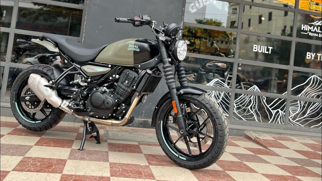 Royal Enfield Guerrilla 450 shadow Ash walkaround review - New Colour ...