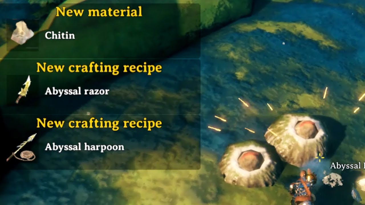 Valheim HARPOON - Look what I found Chitin, Razor Abyssal Barnacle ...