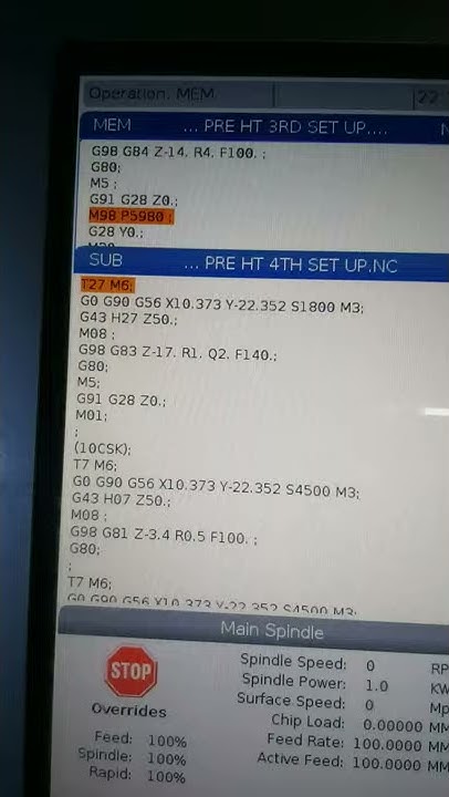 M98 Sub Program Call M99 Sub Program End !! Live Used in VMC Machine # ...