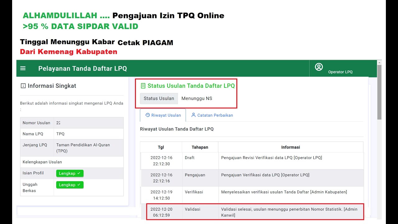 Tinggal Menunggu Cetak Piagam dari kemenag Kabupaten 🖨️ | Pengajuan ...