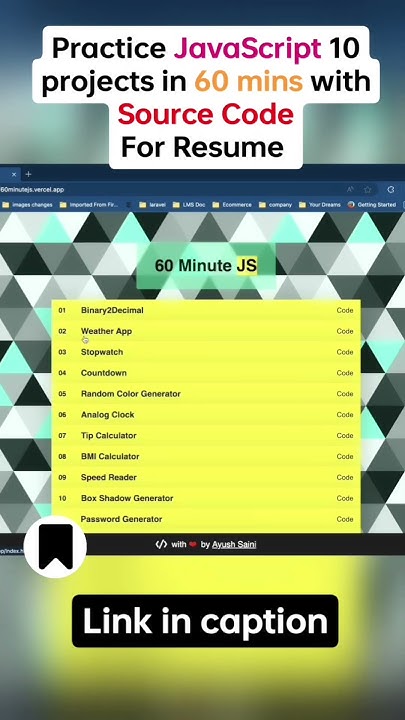 Practice javascript 10 projects in 60 min with Source Code for resume 😎 #JavaScript #shorts ...
