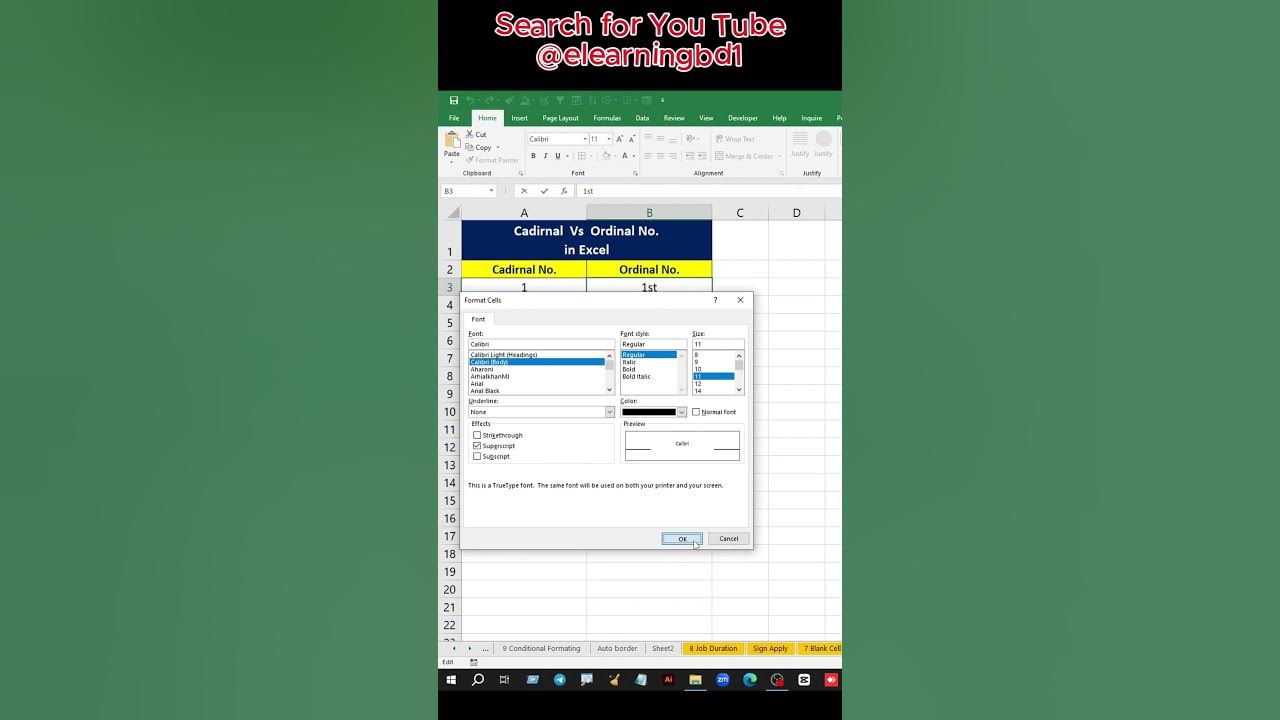 Cardinal & Ordinal Number In Excel | এক্সেলে সাধারণ সংখ্যা এবং পূর্ণ ...