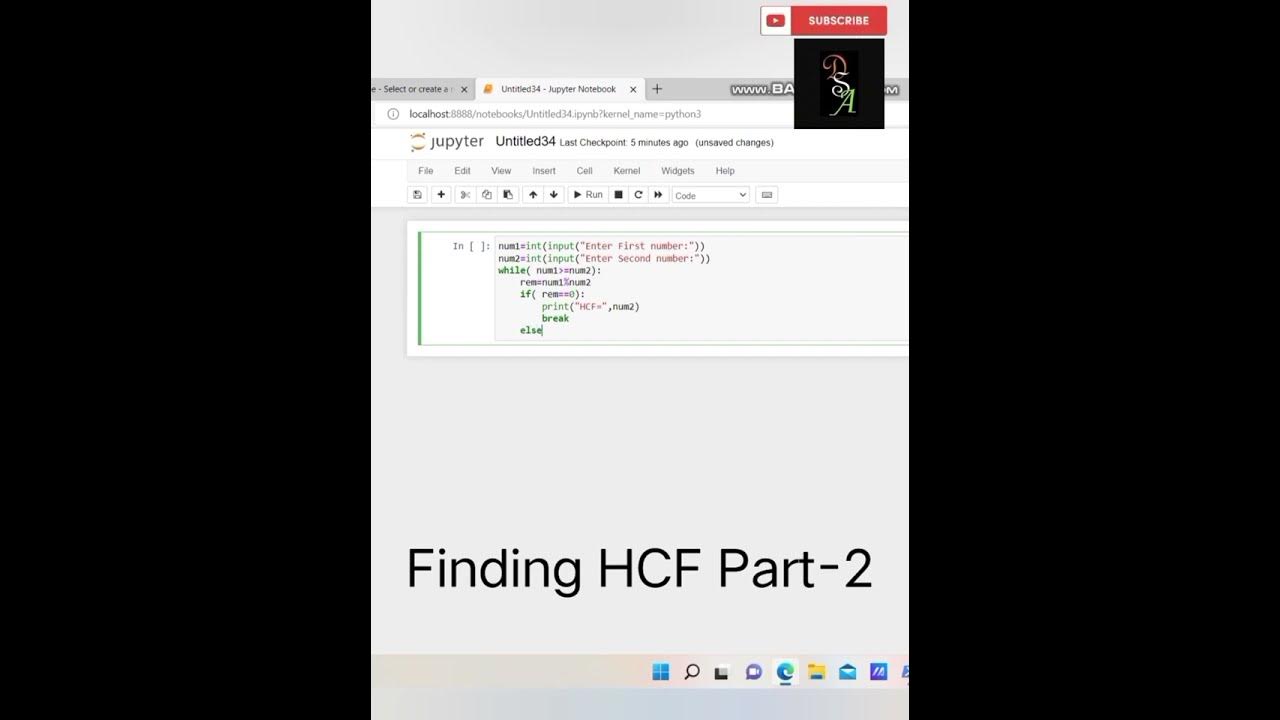 Finding Hcf Part 2 😲🥰python Code Programming Hcf Dsa Shorts Like The Video Subscribe Plz