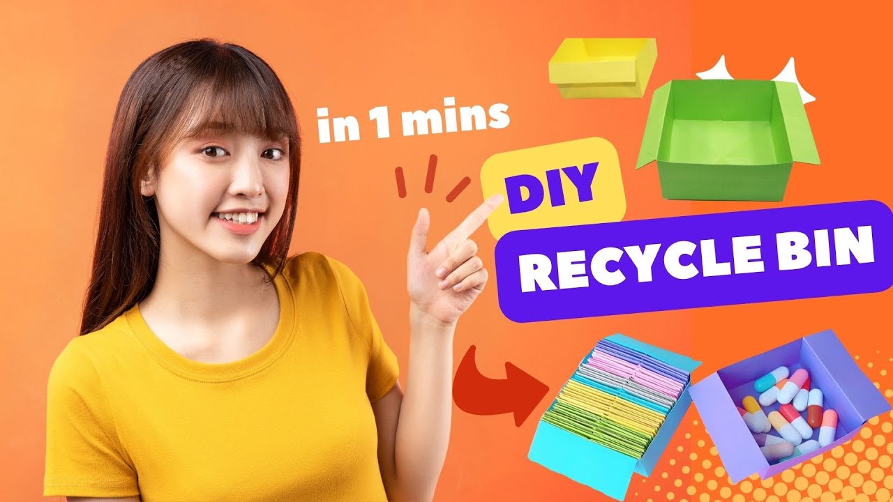 Origami Trash Bin Tutorial DIY Paper Waste Receptacle - YouTube