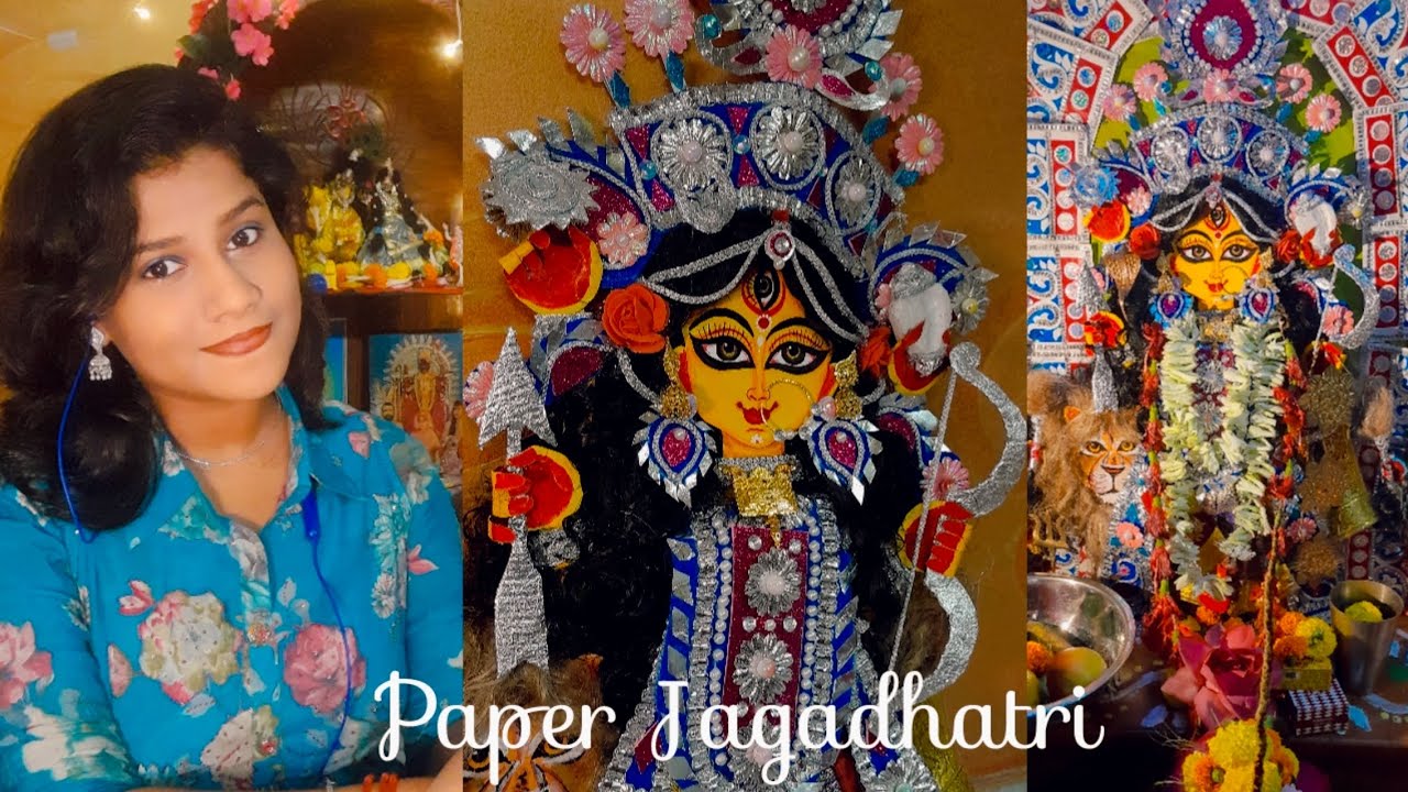 Paper Jagadhatri 2024 🌸 l how I made Maa Jagadhatri using paper ...