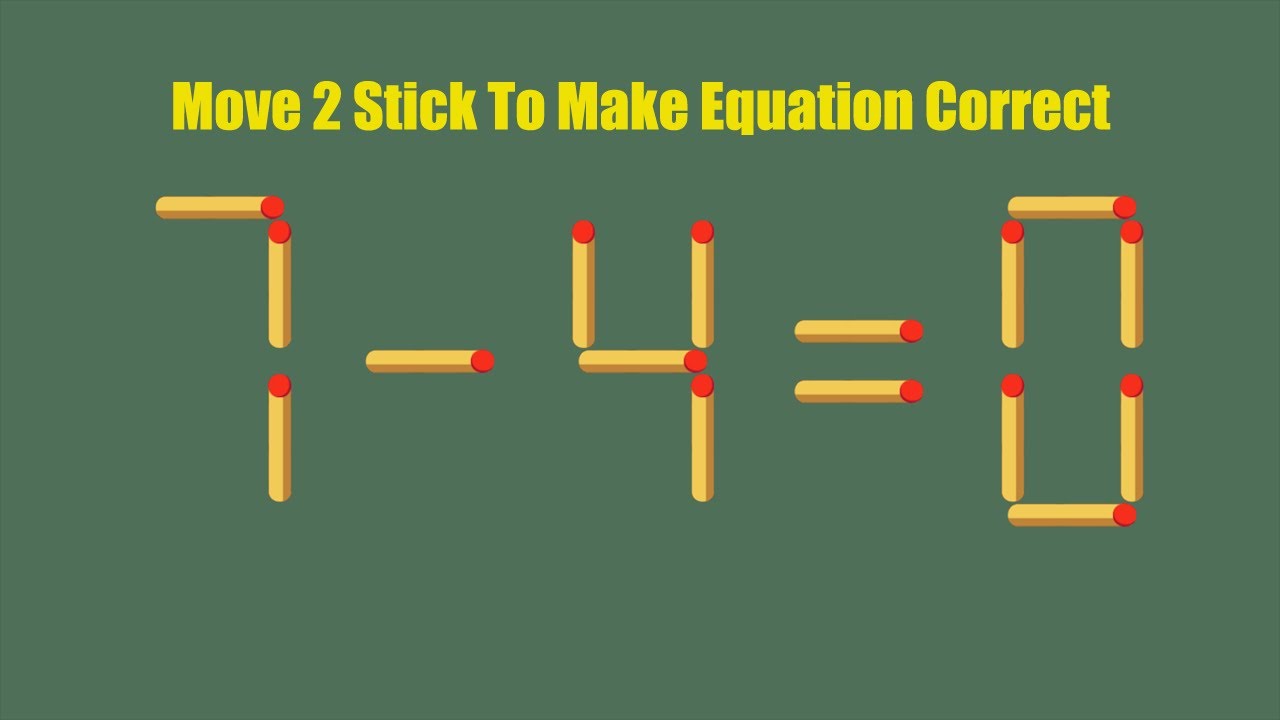 Move 2 Stick To Make Equation Correct | Matchstick puzzles #30 - YouTube