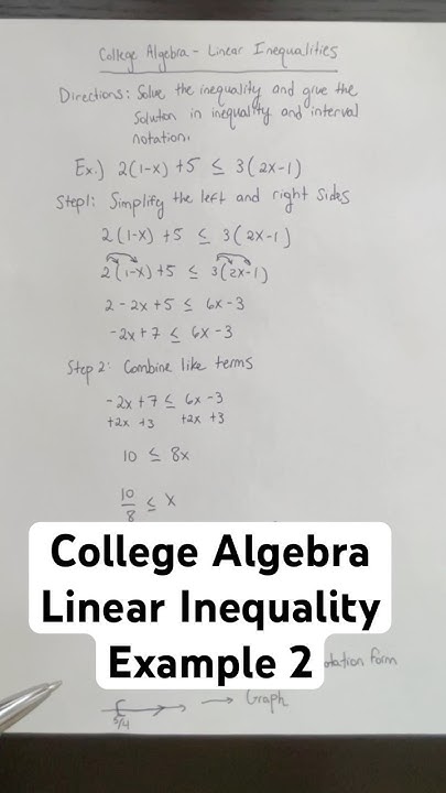 College Algebra - Linear Inequalities Example 2 #collegealgebra # ...