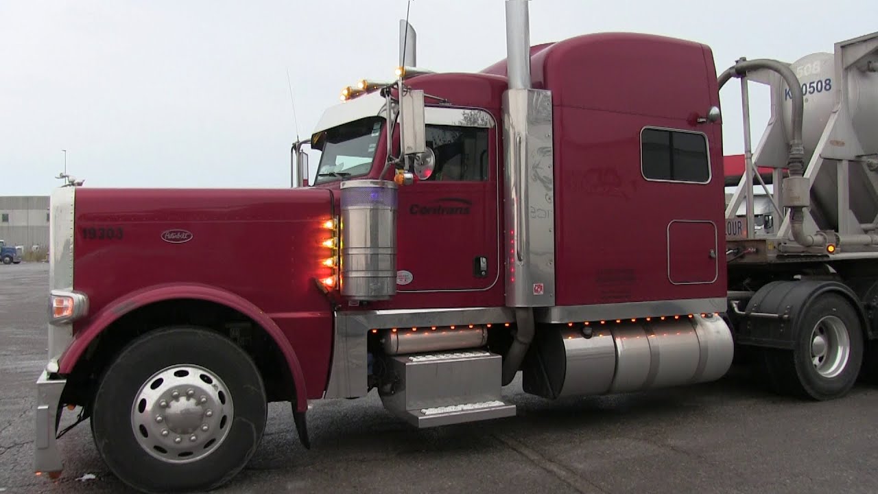 2021 Red Peterbilt 389 Fueling Up At London Truck Stop - YouTube
