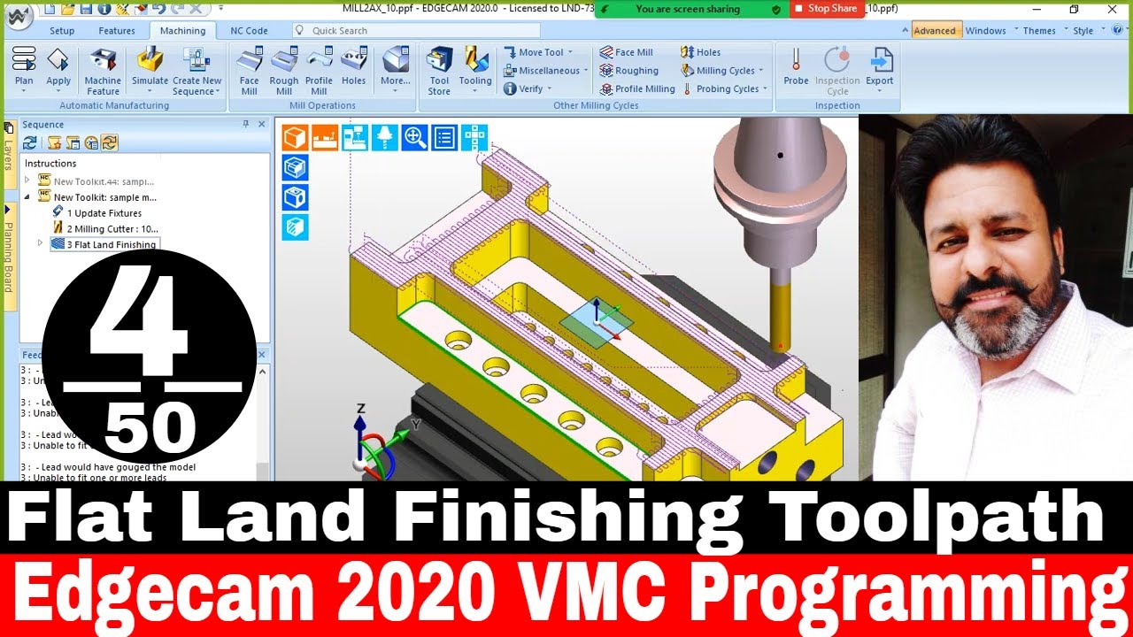 Edgecam programming tutorial | Edgecam 2020 Flat Land Finishing ...