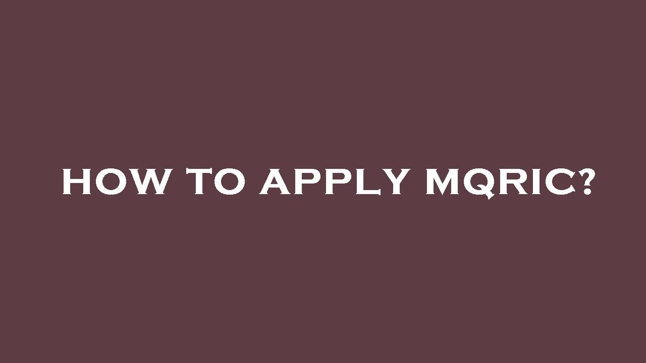 How to apply mqric? - YouTube