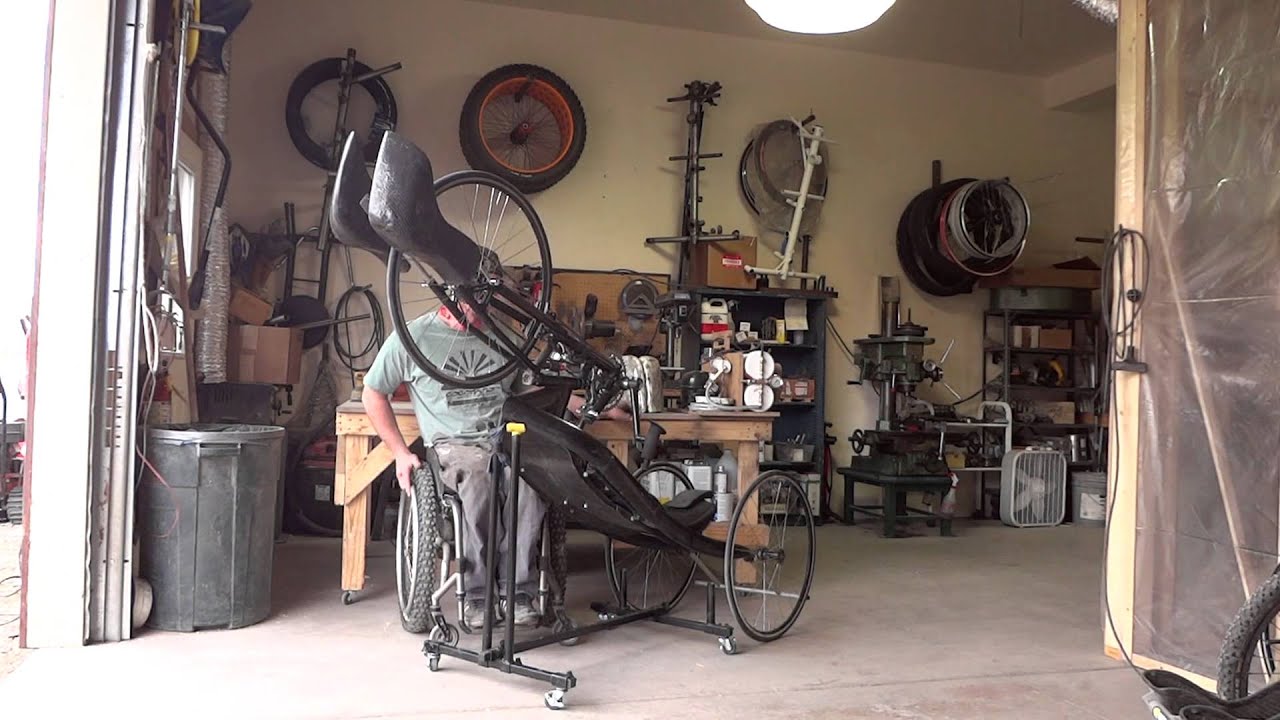 ReActive Adaptations Off Road / Road Handcycle Work Stand - YouTube