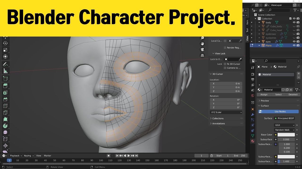 face retopology | #22 Blender 3d character modeling | head sculpting ...
