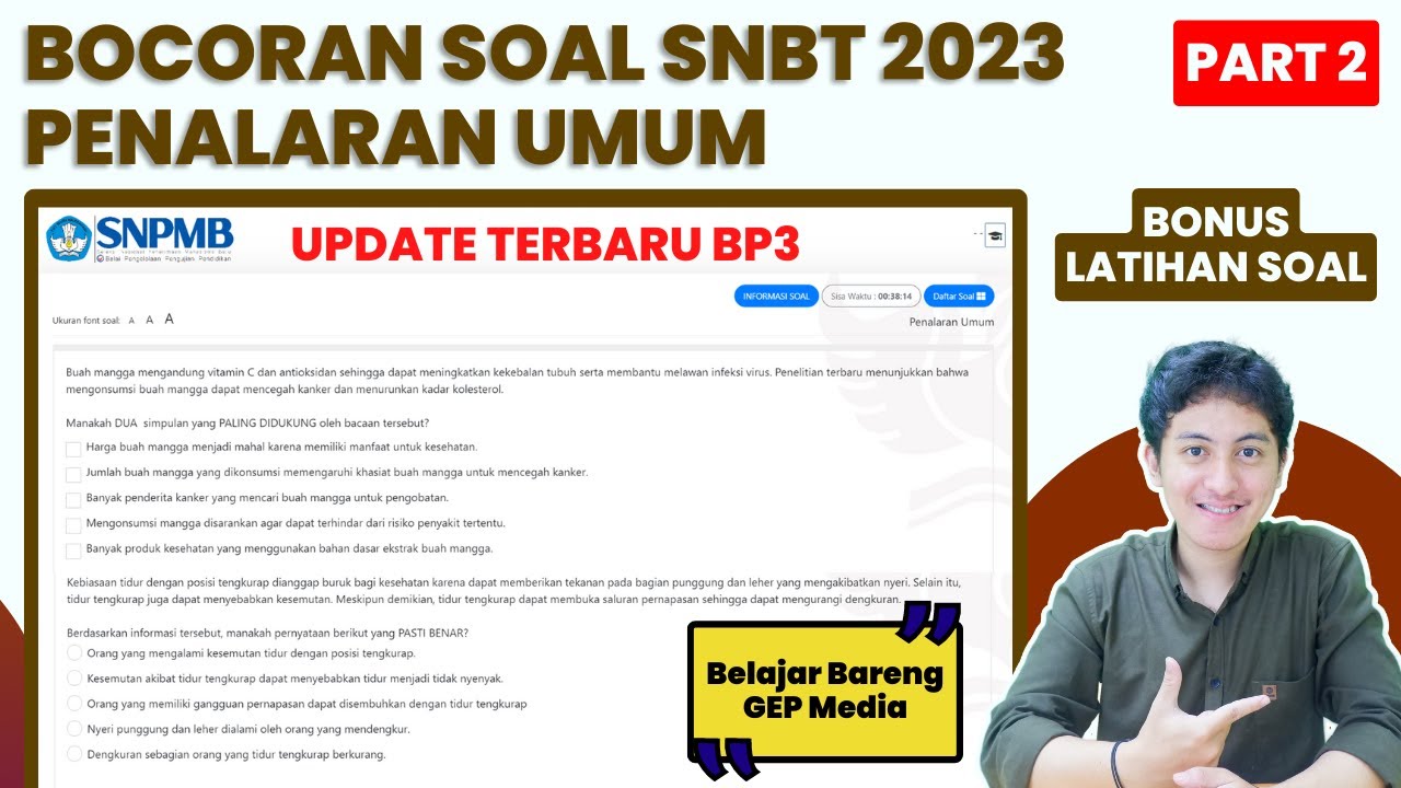 BOCORAN SOAL UTBK SNBT 2023 PENALARAN UMUM PART 2 | RESMI DARI SNPMB BP3 - YouTube