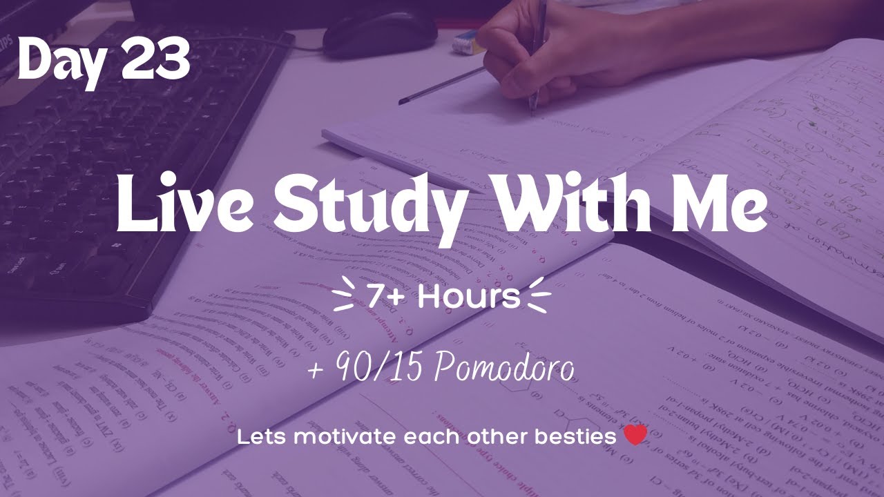 Study with me LIVE 👩‍🎓📚 | #day23 | 90/15 Pomodoro | Rain sounds 🎧| Let's stay productive ...