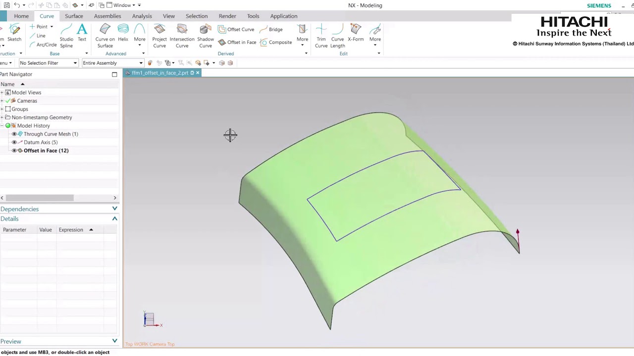 Mechanical Freeform Modeling EP 7 Offset Curve in Face - YouTube