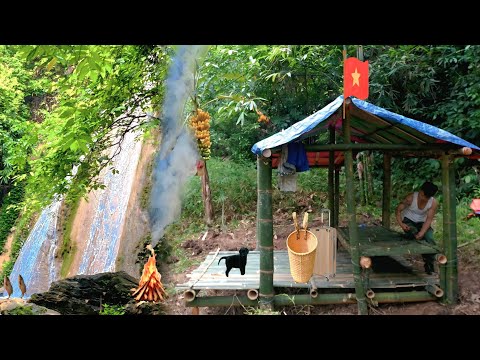 CEO completes perfect bamboo house surrounded by beautiful waterfall, fishing, cooking..