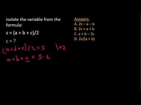 Isolate Variables Video Solution 2 - YouTube