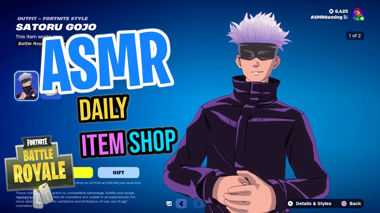 ASMR Fortnite Jujutsu Kaisen Gojo Skin Is Back! Daily Item Shop 🎮🎧 ...