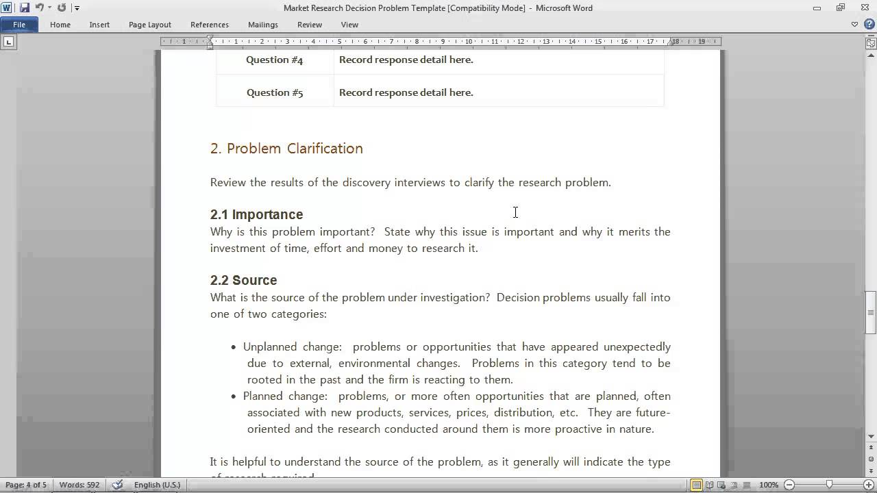 Market Research Decision Problem Template - YouTube