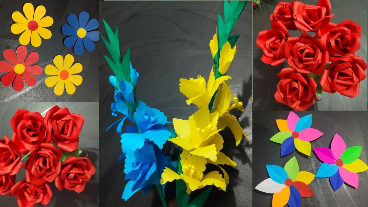 4 Amazing Paper Flower / How To Make Beautiful Paper Flowers / Quick ...