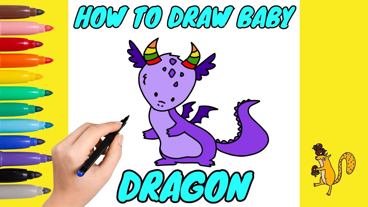 Draw a Playful Baby dragon learning to fly! Fun & Easy! | How to Draw a Dragon - YouTube